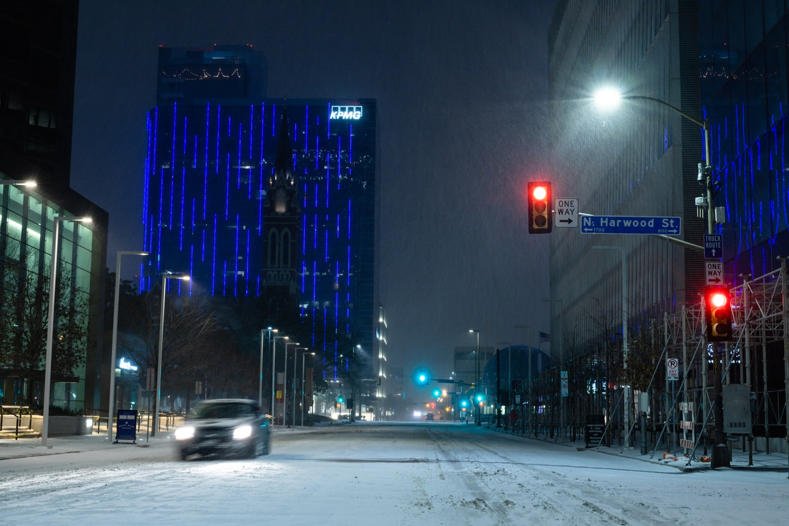 Dallas Snow 2021, Photos Of Downtown And Deep Ellum At Night